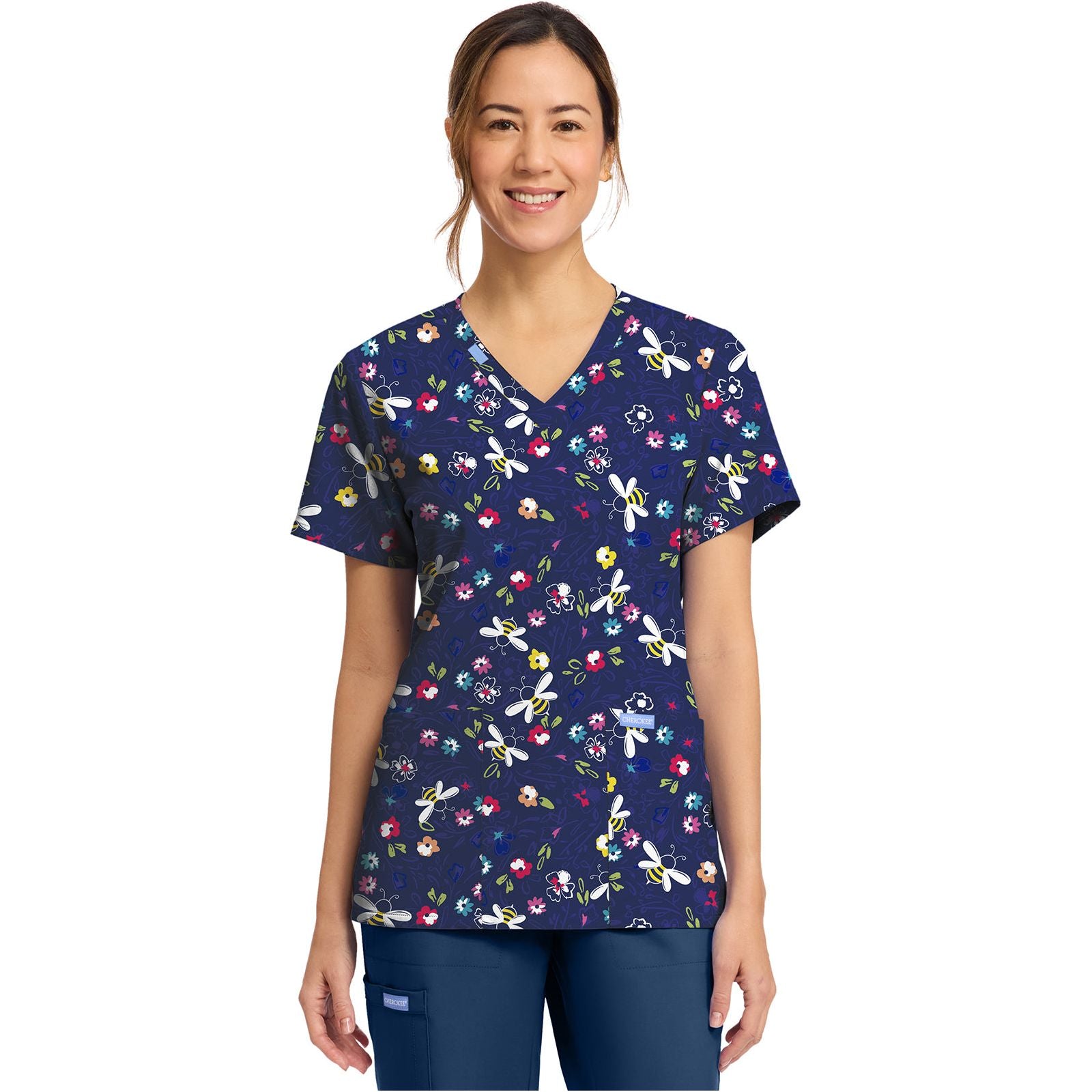 Women's Print V-Neck Top – AP-UNIFORMS
