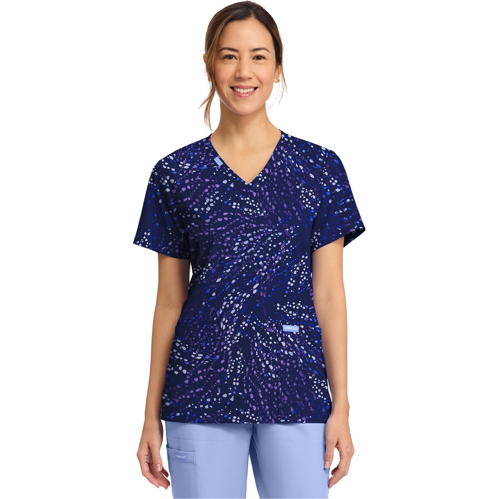 Women's Print V-Neck Top – AP-UNIFORMS